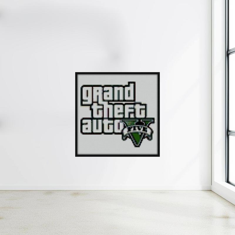 Grand Theft Auto Logo GTA V Bricks Art